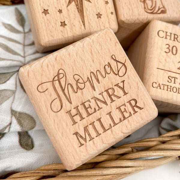 Personalised timber keepsake baby blocks - Christening keepsake – ONE ...