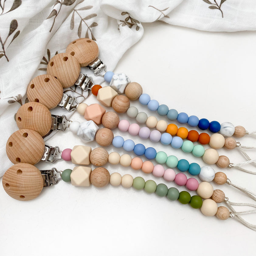 OMBRE Monogram Silicone Dummy Holder Clip - one.chew.three teething ...