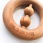 Natural Beech Wood Rattle Teether - one.chew.three teething baby ...
